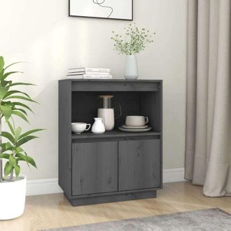 vidaXL Sideboard Grau 60x34x75 cm Massivholz Kiefer Vidaxl