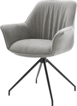 DELIFE Polsterstuhl Keila-Flex mit Armlehnen Kreuzgestell konisch Schwarz Strukturstoff Soft Grau