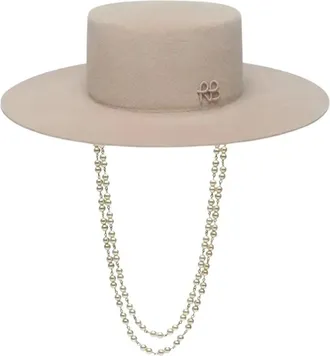 Ruslan Baginskiy Chapeau Canotier - Femme - Accessoires - Beige - Taille: L