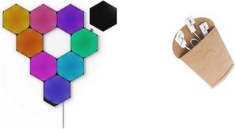 Nanoleaf Shapes Ultra Black Hexagon Starter Kit, 9 Smarten LED Panels RGBW & Shapes | Flexible Linkers 3pcs