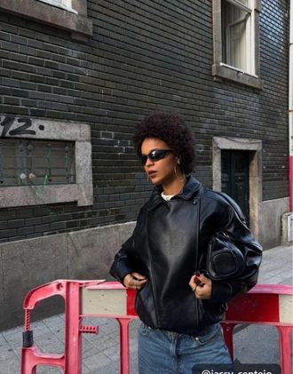 Stradivarius blouson style motard oversize noir