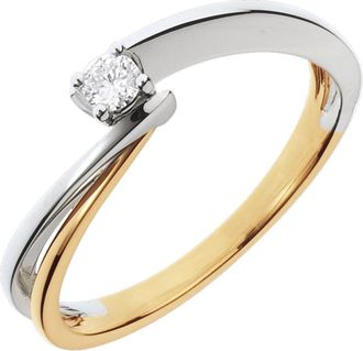 Edenly Solitärring Leuchtfaden - Gelbgold und Weissgold