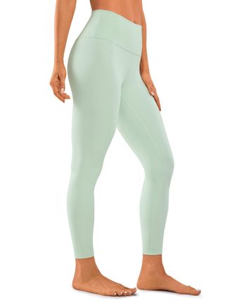 CRZ YOGA Damen Naked Feeling Leggings Sporthose High Waist Yogahose Sport Leggins Fitness Yoga Hose - 64cm Blasses Strohgr&uuml;n 40