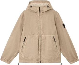 Stone Island Homme, Vestes, Beige, Taille: L Veste &agrave; capuche avec fermeture &eacute;clair &agrave; col montant