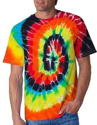 Generic T-shirt à manches courtes et col rond pour homme, imprimé tie-dye, t-shirt classique dégradé respirant pour entraînement, course à pied, gym, doré, 4X