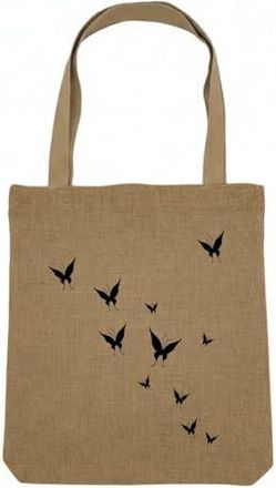 Fabulous Sac Shopping Tote Bag Aspect Lin - Envol&eacute;e de Papillons Ombres Noir et Blanc Nu&eacute;e - Sac de Courses Toile Epaisse 360g Beige Naturel Cabas Port&eacute; Epaule