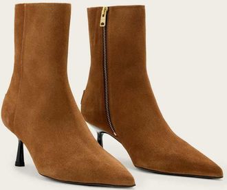 AllSaints Vivian - Stiefel aus Wildleder in Sepiabraun-Brown