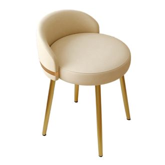 Generic Schminkstuhl, Schminkhocker mit niedriger Rückenlehne, 360°-Drehgelenk, cremefarbenes Design, Kreuzverstärkung, Stabiler, belastbarer Schlafzimmer-Kom