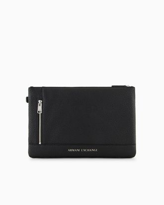 A|X Armani Exchange Mens Esssential, Capri SLG, Single Handle Pouch, Black