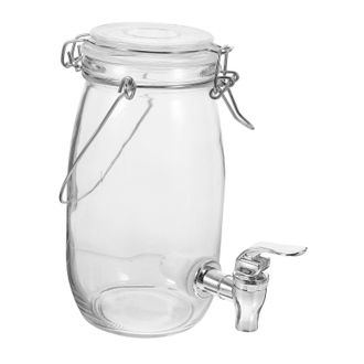 Valiclud Getränkespender Glas Mit Auslauf 1,5l Lebensmittelechter Glasbehälter Tropfsicherer Auslauf Für Saft Wein Wasser Für Partys Und Zuhause