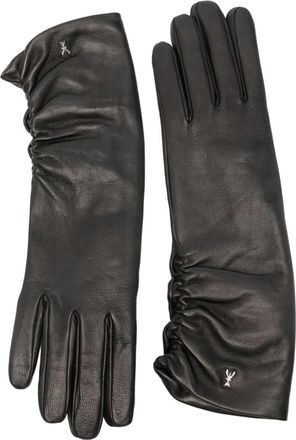 Patrizia Pepe gants en cuir à fronces - Noir