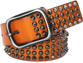 Generic Ceinture à rivets vintage en cuir véritable avec boucle ardillon style punk accessoire décontracté pour jeans, 1, 105 cm