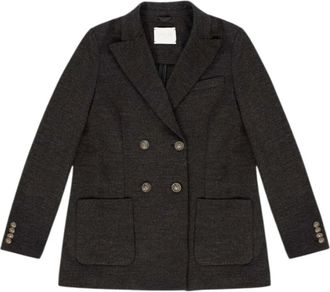 Circolo 1901 Femme, Vestes, Gris, Taille: 36 FR Veste Croisée en Laine Vierge