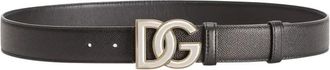 Dolce & Gabbana Homme, Accessoires, Noir, Taille: 85 CM Ceinture en cuir de veau alpin