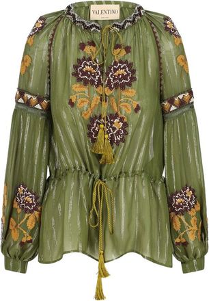 Valentino Floral Bead-embellished Blouse