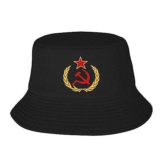 Generic Chapeau De Seau Drapeau De LUnion Sovi&eacute;tique Femme Chapeau De P&ecirc;cheur &Agrave; Large Bord Respirant Bonnet De Soleil, pour Chasse, Plage, Le Camping, 56-58cm