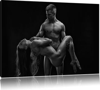 Pixxprint Nude sexy Paar B&W Detail, Gr&ouml;&szlig;e: 120x80cm, Leinwandbild, fertig gespannt, Wandbild, Dekoration, Kunstdruck, kein Poster