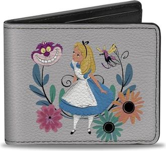 Buckle Down Alice Pose/tête de Chat Cheshire Pays des Merveilles 2 + Fleur Accessoire de Voyage-Portefeuille à Double pli, Multicolore, Default Size Homme