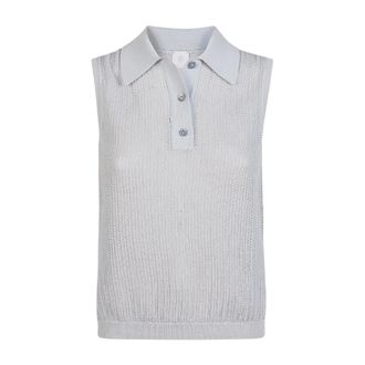 Eleventy Femme, Pulls, Bleu, Taille: 38 FR Polo Smanicata in Maglia