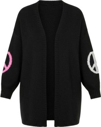 Angel Of Style Strickjacke Strickjacke offener Loose Fit Peace-Zeichen