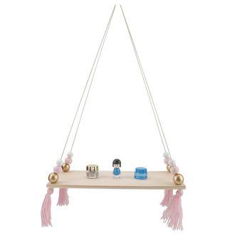 Generic KIMISS H&auml;ngendes Wandregal mit Perlen und Quasten - Rundes Aufbewahrungsregal aus Holz f&uuml;r die Inneneinrichtung, Perfekt f&uuml;r die Dekoration von Wohn- 