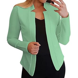 Generic Blazer Veste &eacute;l&eacute;gante pour femme - Col c&ocirc;tel&eacute; - Veste de costume moderne - Veste de transition ouverte &agrave; lavant - Cardigan pour le bureau, le travail,