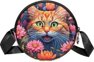 Generic Petit sac &agrave; bandouli&egrave;re rond pour femme, petit sac &agrave; bandouli&egrave;re avec fermeture &eacute;clair et bretelles r&eacute;glables style d&eacute;contract&eacute; pour femmes et filles