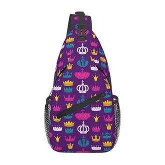 Generic Couronnes Roses, Jaunes Et Violettes Color&eacute;es Sac &Agrave; Bandouli&egrave;re Antivol Pochette Epaule Multifonctionnel Sac Banane Pour Homme Femme Quotidien