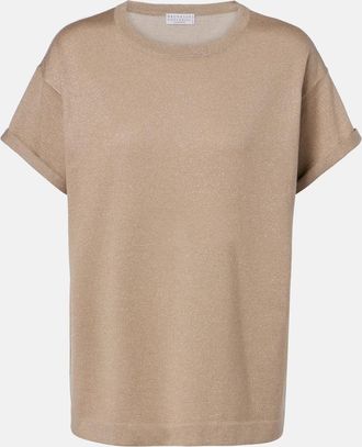 Brunello Cucinelli T-shirt en cachemire m&eacute;lang&eacute; et Lurex