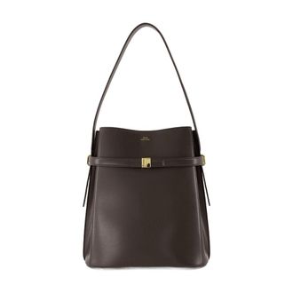 Toteme Womens Belted Leather Bucket Bag Black Cowhide