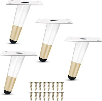 Generic Verstellbare M&ouml;belbeine Aus Metall - 4 St&uuml;ck rutschfeste Sofa Beine, Bett F&uuml;&szlig;e F&uuml;r Tisch, TV-St&auml;nder, Schr&auml;nke, Verdickte St&uuml;tzf&uuml;&szlig;e Mit Gummipads(Gold