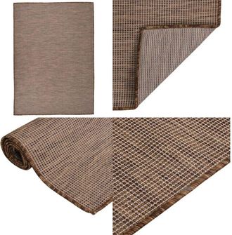 vidaXL Outdoor-Teppich Flachgewebe 140x200 cm Braun - Outdoor-Teppich - Balkon-Teppich - Terrassen-Teppich - Flachgewebe-Teppich - Brauner Teppich - Home &