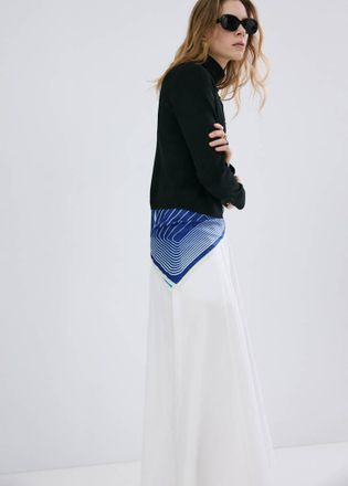 Mango Satinierter Karoschal blau - Damen - Einheitsgr&ouml;&szlig;e - MANGO