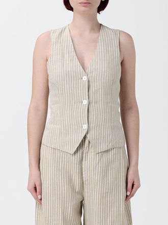 120% Lino Gilet Femme couleur Corde