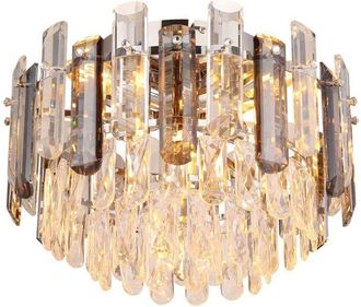Globo Lighting Plafonnier plafonnier lampe de salon tiges de verre cristaux 5 ampoules d 39 cm