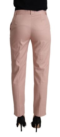Dolce & Gabbana Womens Pink Cotton Mid Waist Trouser Tapered Pants Elastane