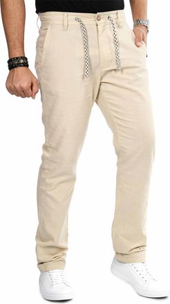 Indicode Herren Stoffhosen (S-5XL) Regular Fit Leinenhosen - 55% Leinen, 45% Baumwolle, Leichte, Atmungsaktive Hosen M&auml;nner - B798 Beige XXXX-Large