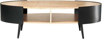 Calicosy Table basse ovale avec flancs en m&eacute;tal noir L120 cm EKLO