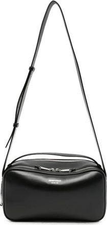 Emporio Armani Sac bandouli&egrave;re en cuir avec logo - Femme - Sacs - Noir - Taille: ONE Size
