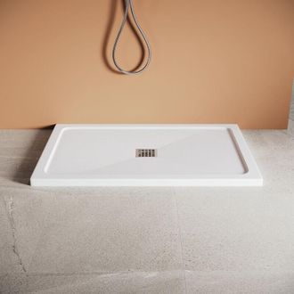 Sonni Duschwanne Eingebettete Duschplatte SMC Anti Rutsch Quick Drainage Design, Quadratische 1200x800 mm, mit Ablaufgarnitur