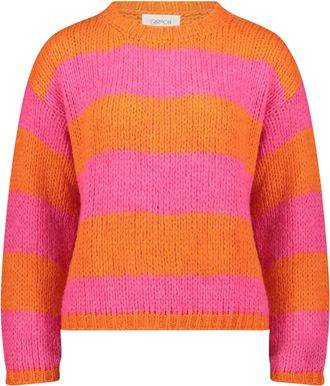 Cartoon Damen Strickpullover mit Rundhalsausschnitt 36, Orange/Pink