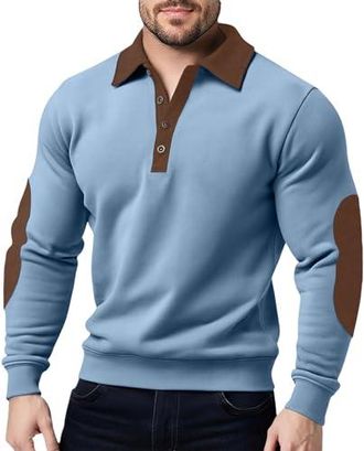 Generic Polo &agrave; manches longues pour homme - T-shirt de golf color&eacute; - Grande taille - T-shirts de sport confortables - Col &agrave; revers - Hauts d&eacute;contract&eacute;s &agrave; port