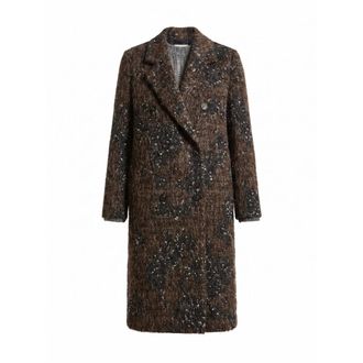PESERICO Manteau Jacquard Double-Boutonnage - Femme - Manteaux - Brun - Taille: 42 FR