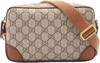 Gucci Pre-owned Sac bandouli&egrave;re GG Emblem en toile enduite et cuir - Femme - Pre-owned - Beige - Taille: ONE Size