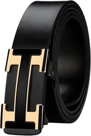 Generic Ceinture d&eacute;contract&eacute;e en cuir v&eacute;ritable avec boucle en m&eacute;tal pour homme, couleur, 130 cm