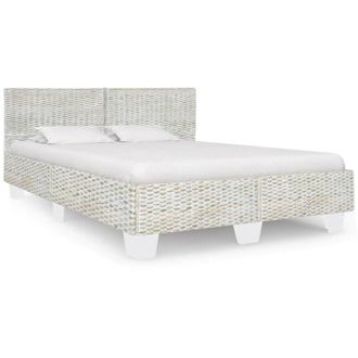 vidaXL Bettgestell Grau Natur Rattan 140 x 200 cm Vidaxl