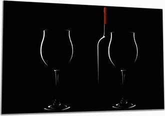 Wallario Herdabdeckplatte/Spritzschutz aus Glas, 1-teilig, 80x52cm, für Ceran- und Induktionsherde, Rotwein bei Nacht