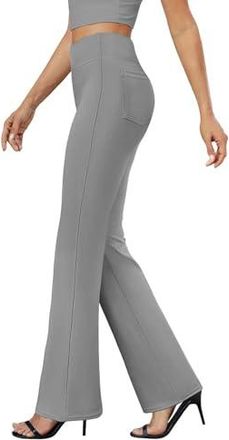 Generic Pantalon &eacute;vas&eacute; taille haute pour femme - Pantalon de yoga extensible &agrave; jambe large - Pantalon de gym - Pantalon habill&eacute; &agrave; jambe large - Pantalon daffa