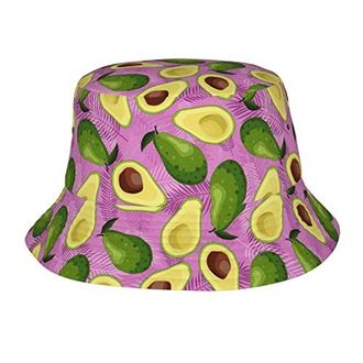 Generic Mode Seau Chapeau Avocat et Feuilles Tropicales Chapeaux de Visière Imprimé Beach Sun Hat pour Plage Vacances Hommes