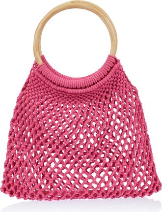 s.Oliver Makramee-Shopper mit Holzgriff